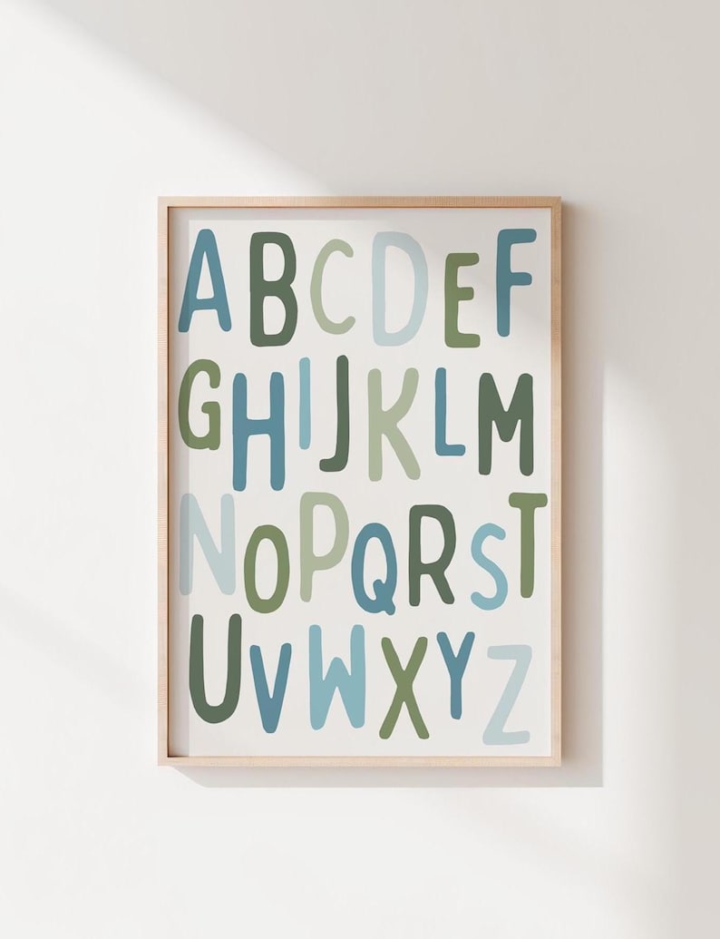 Alphabet Wall Art for Kids • Abcs Print • Digital • Blue Abcs Print ...