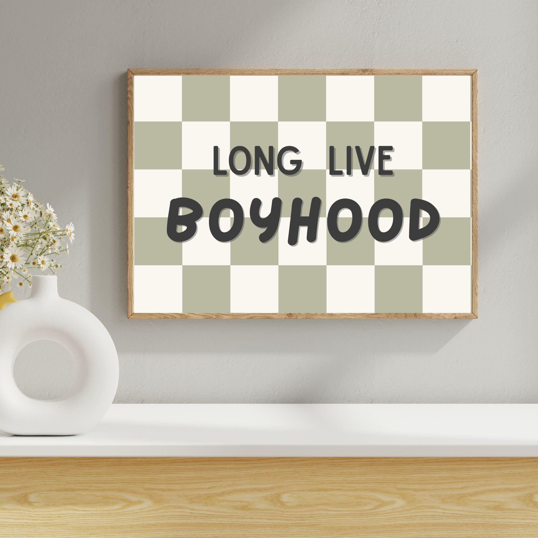 Long Live Boyhood Print, Modern Playroom Print, Fun Green Playroom ...