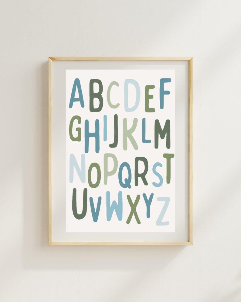 Alphabet Wall Art for Kids • Abcs Print • Digital • Blue Abcs Print ...
