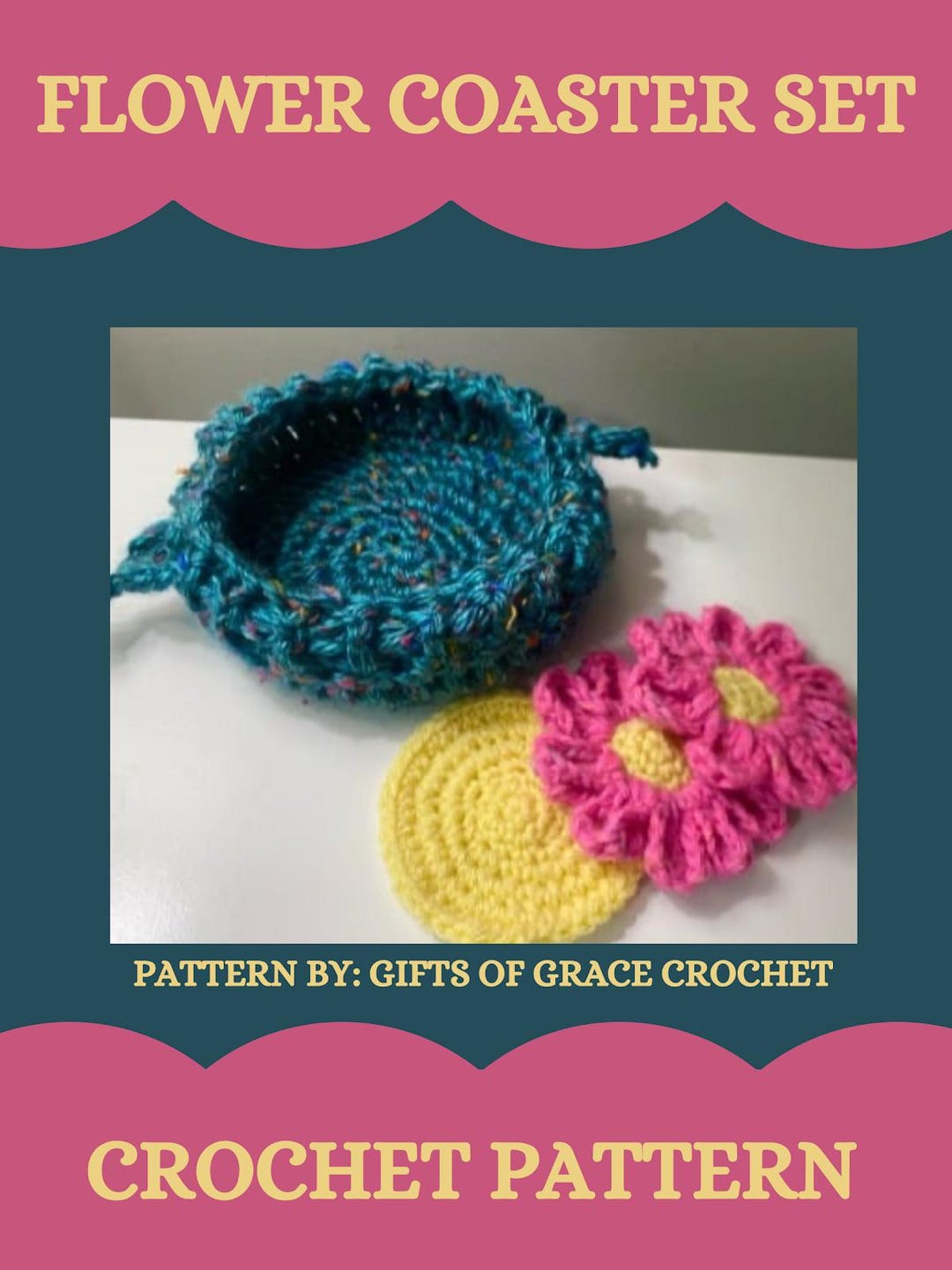 Flower Coaster Set Crochet Pattern - Gifts of Grace Crochet - Etsy