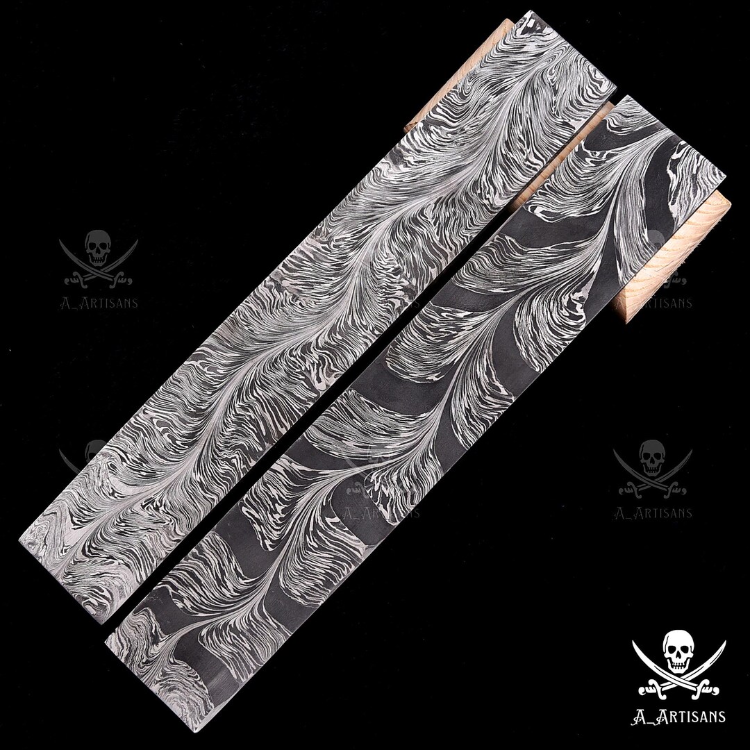 Handmade Damascus Steel Sanke Feather Pattern Billet Bar: for Knife ...