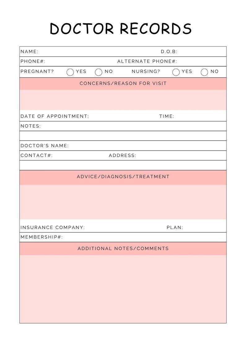 Medical Planner Printable: Healthcare Tracker & Appointment Organizer ...