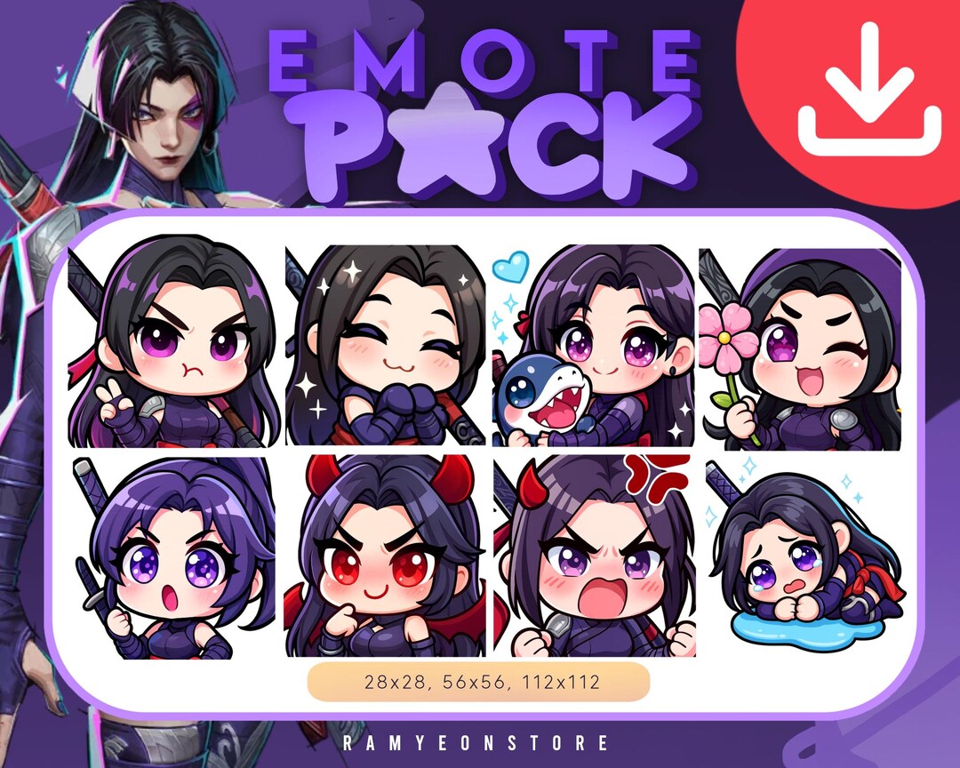 Psylocke Vengeance Marvel Rivals Twitch Emotes Pack | Cute Chibi Vtuber ...