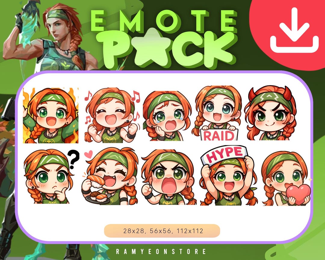 Skye Valorant Twitch Emotes Pack | Cute Chibi Vtuber Emote | Kick ...