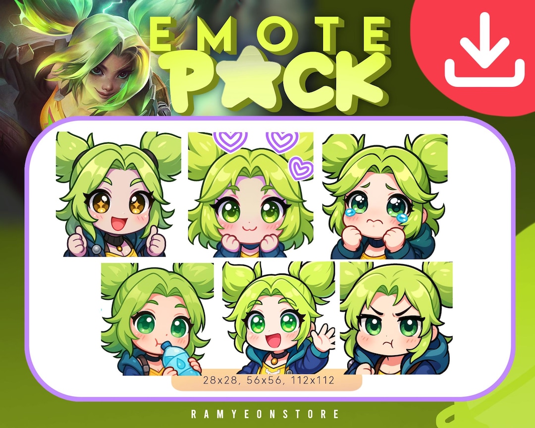 Zeri League of Legends Twitch Emotes Pack | Cute Chibi Vtuber Emote ...