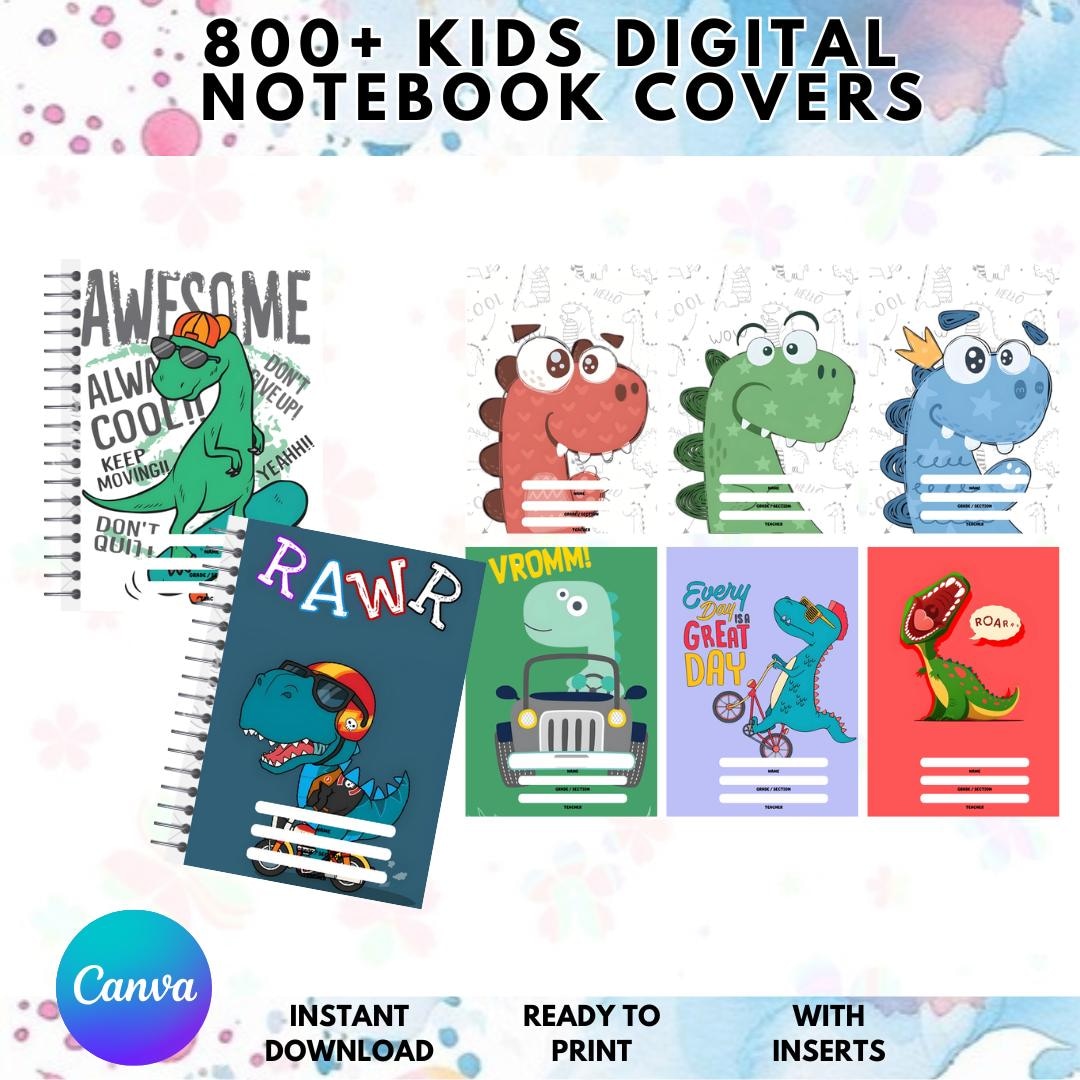 800+ Kids Notebook Covers | Printable & Editable Canva Pro Templates ...