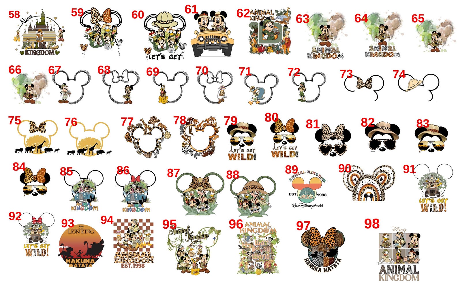 Disney Animal Kingdom Dtf Print, 2026 Safari Mickey Friends Dtf ...