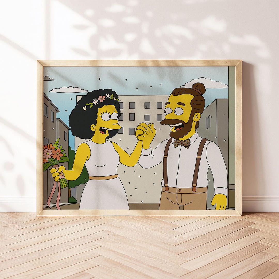 Simpsons Style Couple Portrait Canvas Custom Cartoon From Photo Fun ...