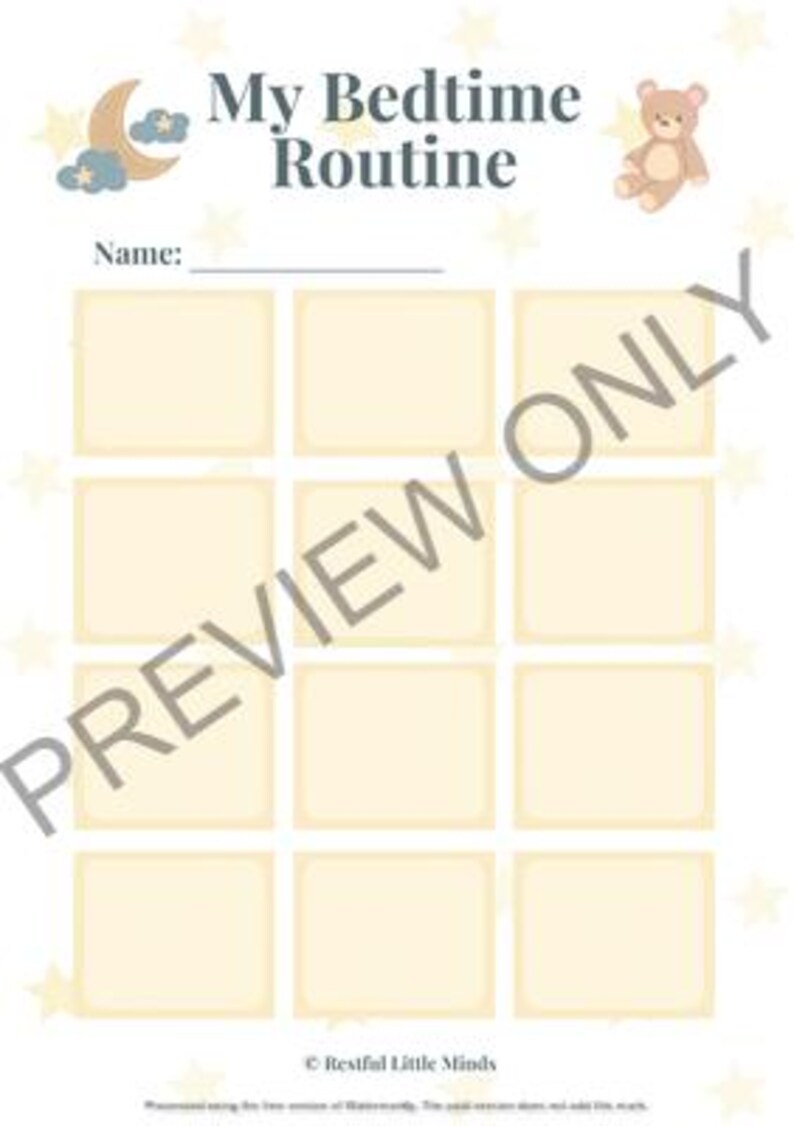 Bedtime Routine Chart for Kids | Printable | Visual Routine | Toddler ...