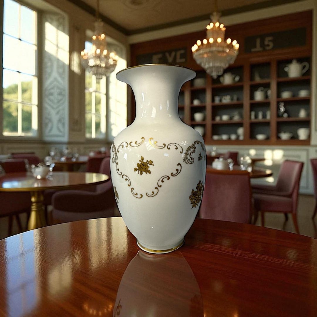 Vintage German Fine China Vase: Gold Floral Scroll, 7.5" Tall - Etsy