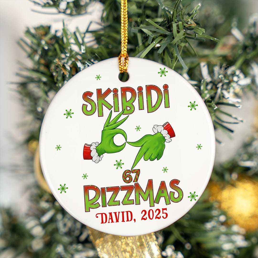 Funny Skibidi Rizzmas Grinch Hand Christmas Custom Ornament, Rizz ...