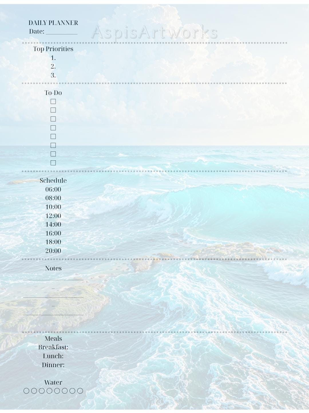 Ocean Daily Planner | Printable A4 To-do List | Minimal Nautical ...