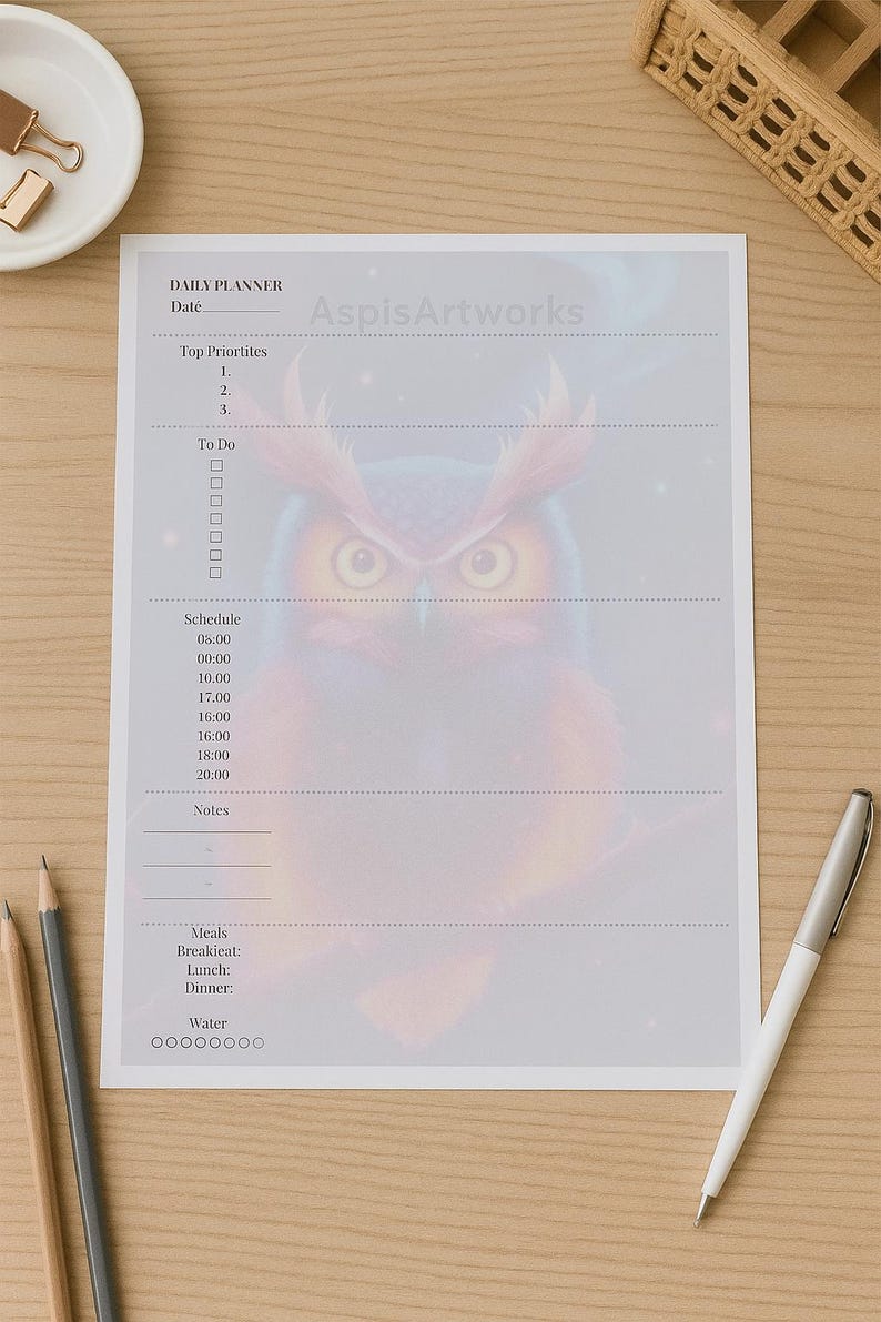 Daily Planner Printable | Owl Aesthetic Day Planner | To-do List ...