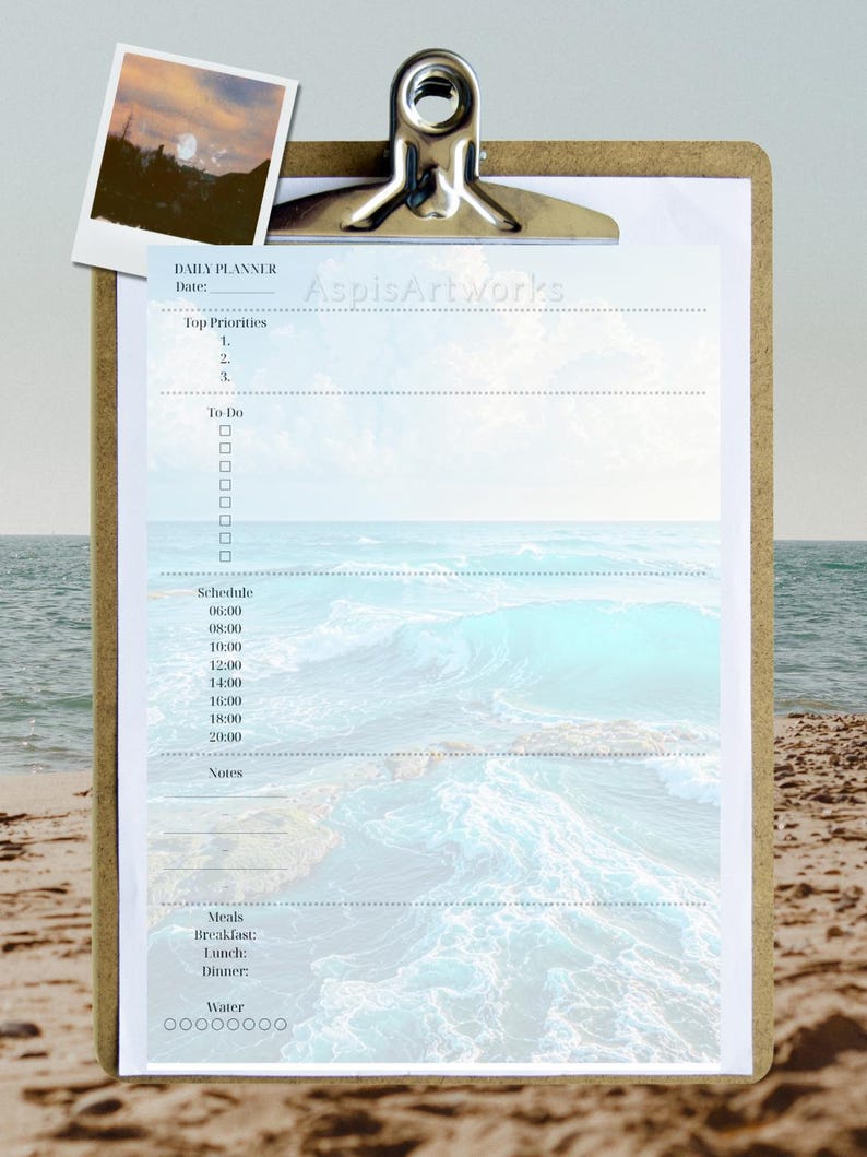 Ocean Daily Planner | Printable A4 To-do List | Minimal Nautical ...