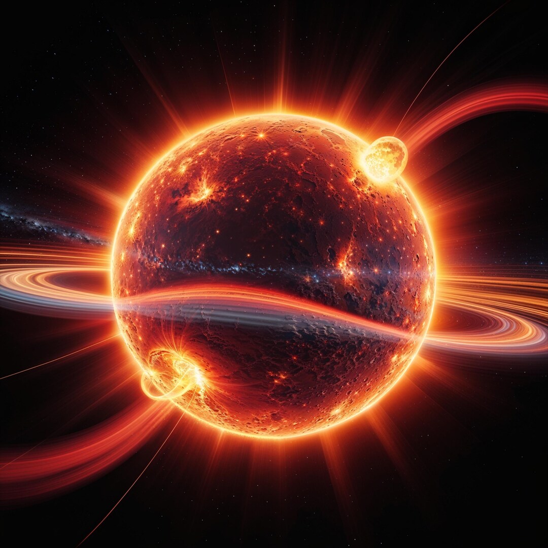 Electric Sun Cosmic Planet Digital Art Print - Etsy