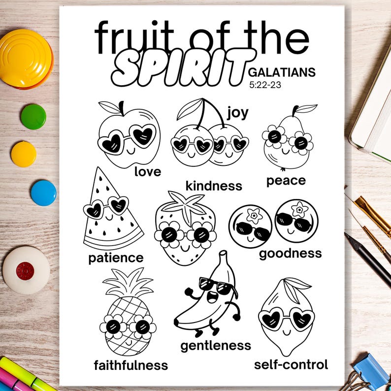 Fruit of the Spirit Coloring Page – Christian Printable for Kids, Bible ...