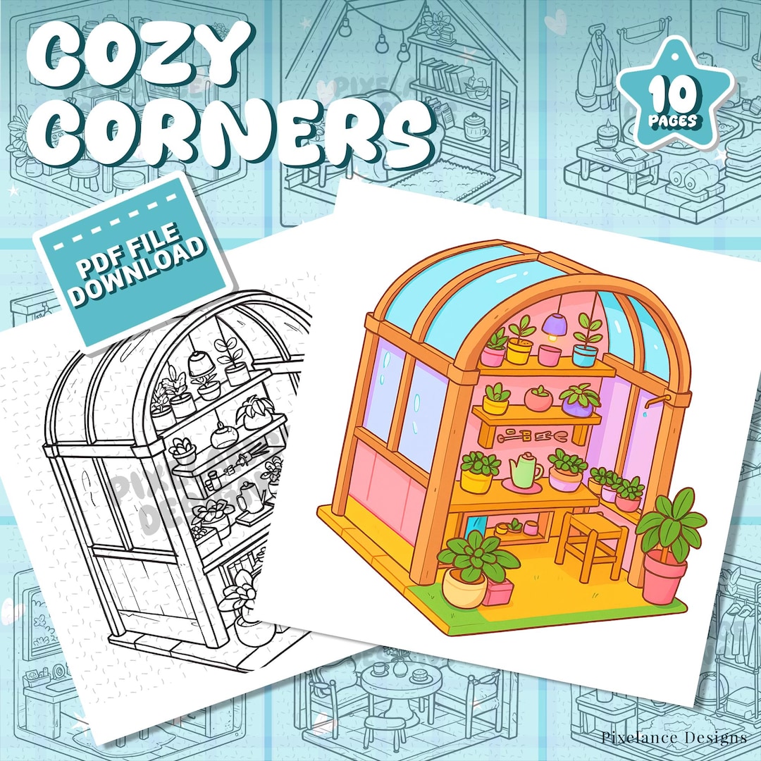 Cozy Comfy Corners Coloring Pages | 10 Page Printable Set | Instant ...