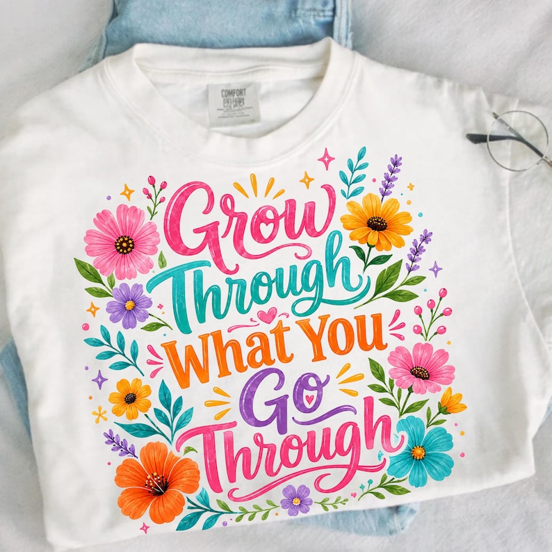 Inspirational Floral Typography PNG, Motivational Quote Design (digital ...