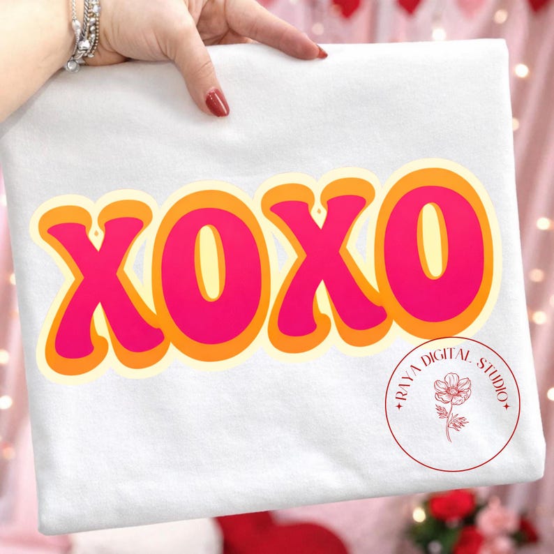 Retro XOXO Valentine PNG | Pink Orange Typography (digital Download) - Etsy