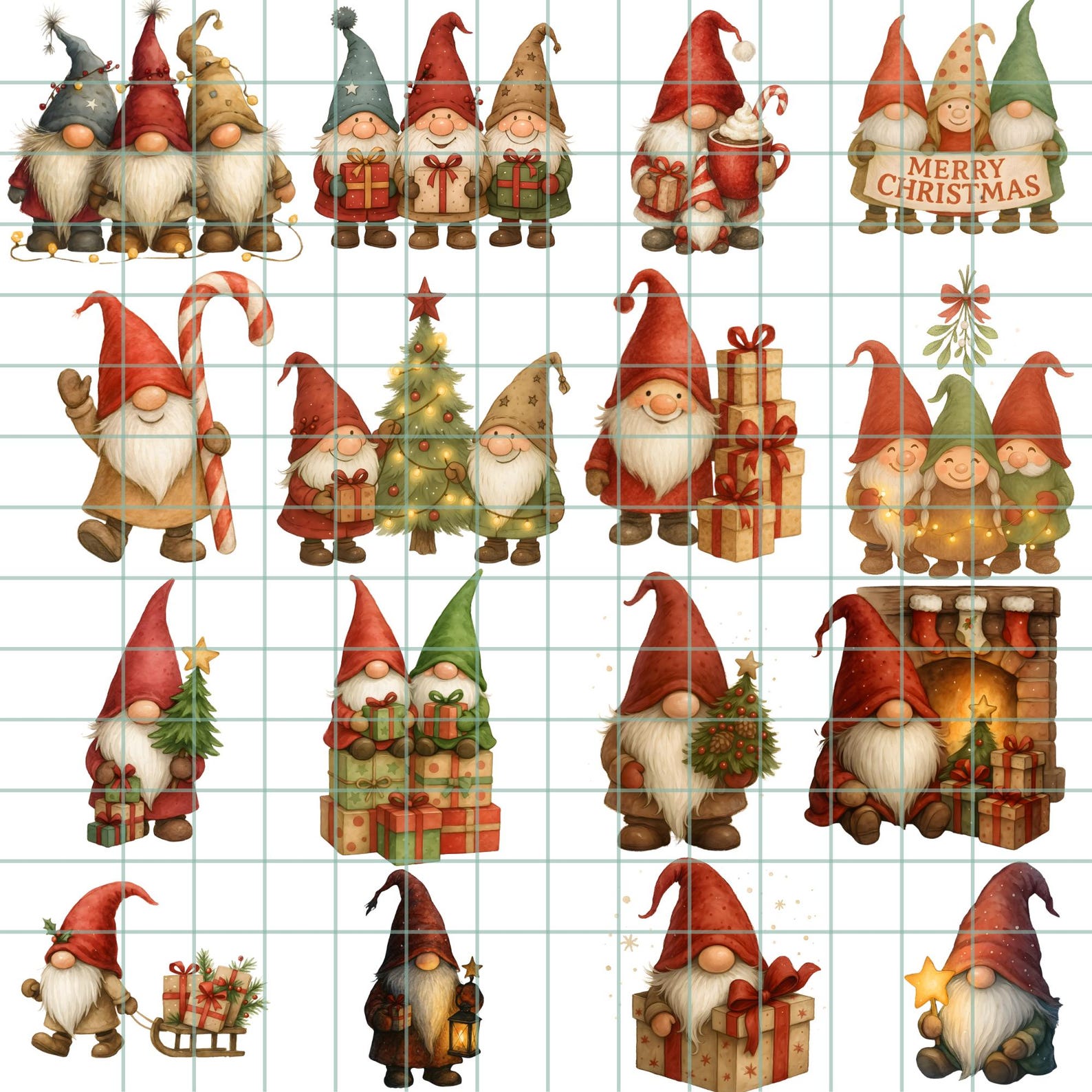 Christmas Gnomes Clipart | 31 Watercolor PNG Holiday Illustrations ...