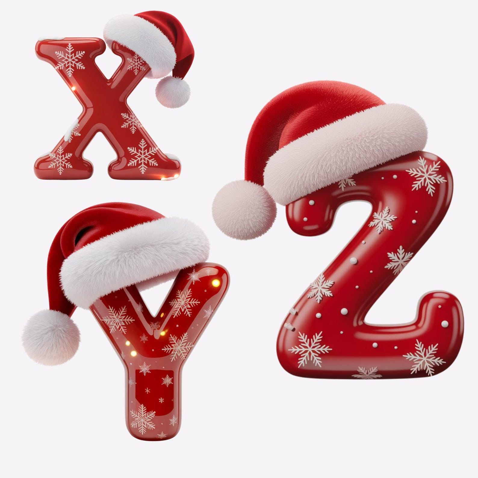 Glossy Christmas Alphabet Clipart | Red Santa Hat Letters PNG (digital ...