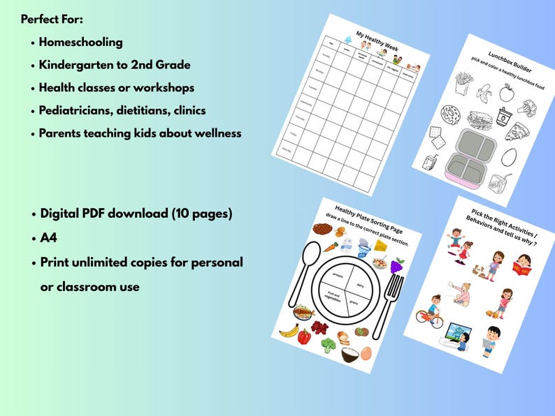 Healthy Habits Activity Bundle for Kids –printable Activity Worksheets ...