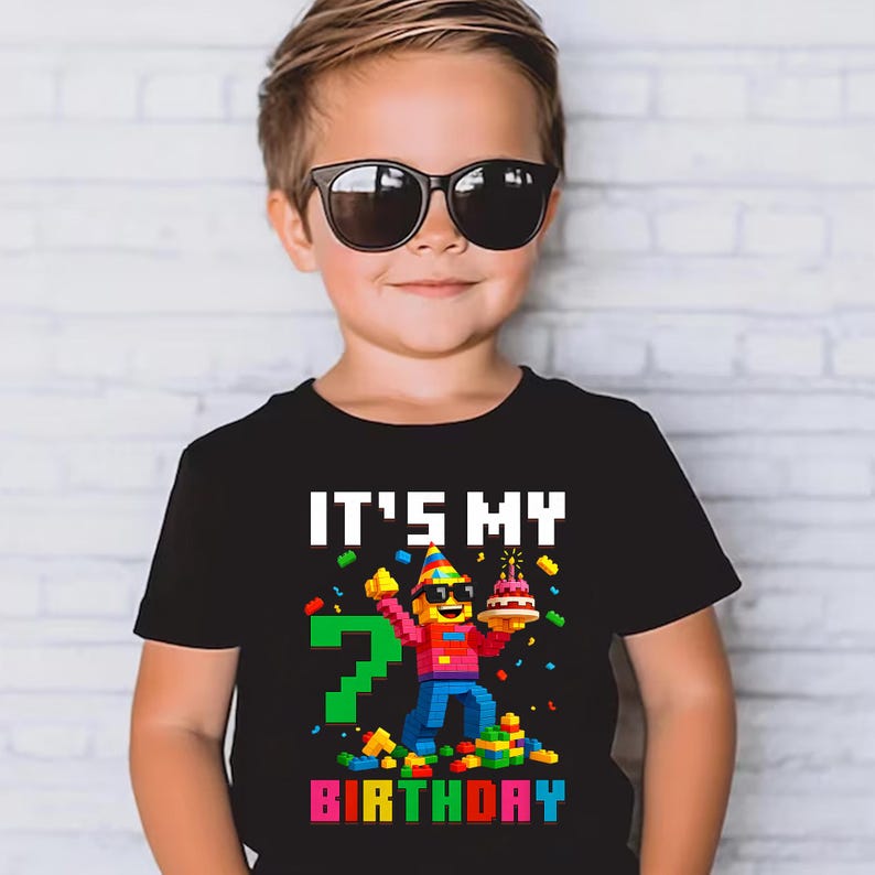 It’s My 7th Birthday Building Blocks PNG, 7 Year Old Birthday Boy Brick ...