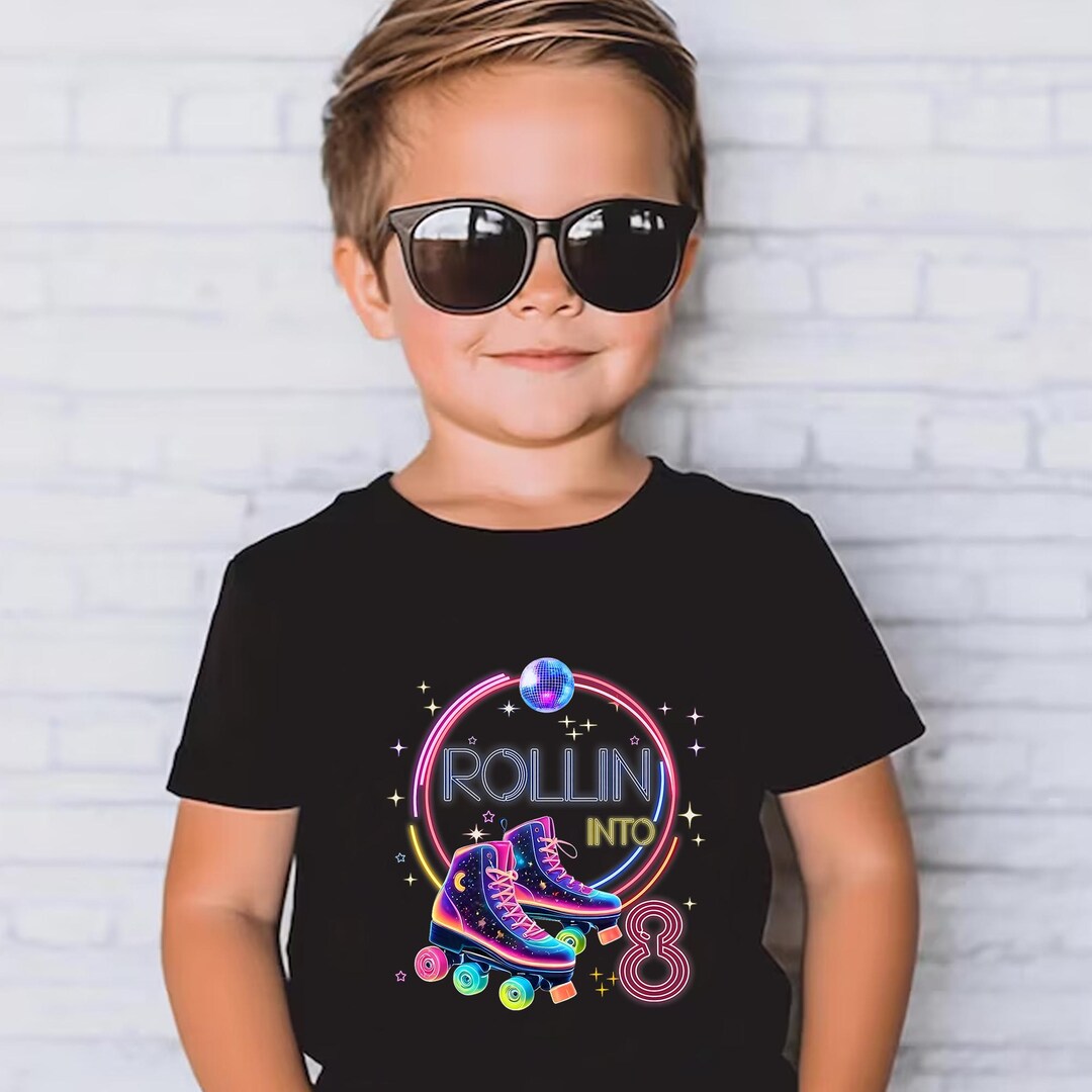 Rolling Into 8 Png, Sublimation Design, Glitter Roller Skates Png ...