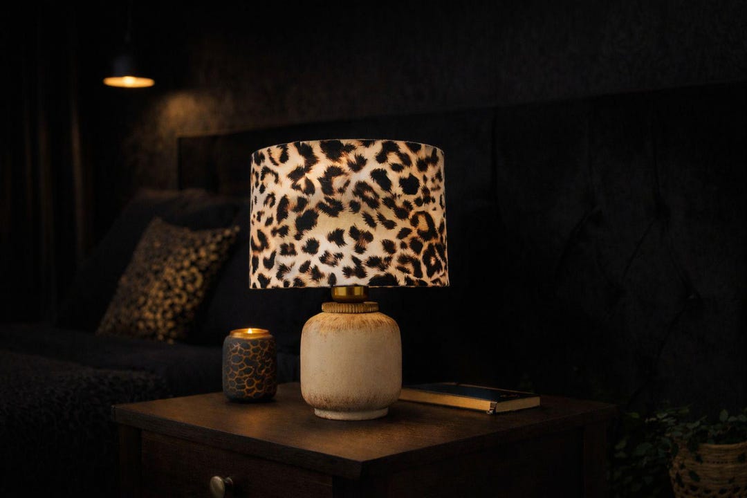 Ceramic Table Lamp With Leopard Shade, Bold Accent Lighting, Chic ...
