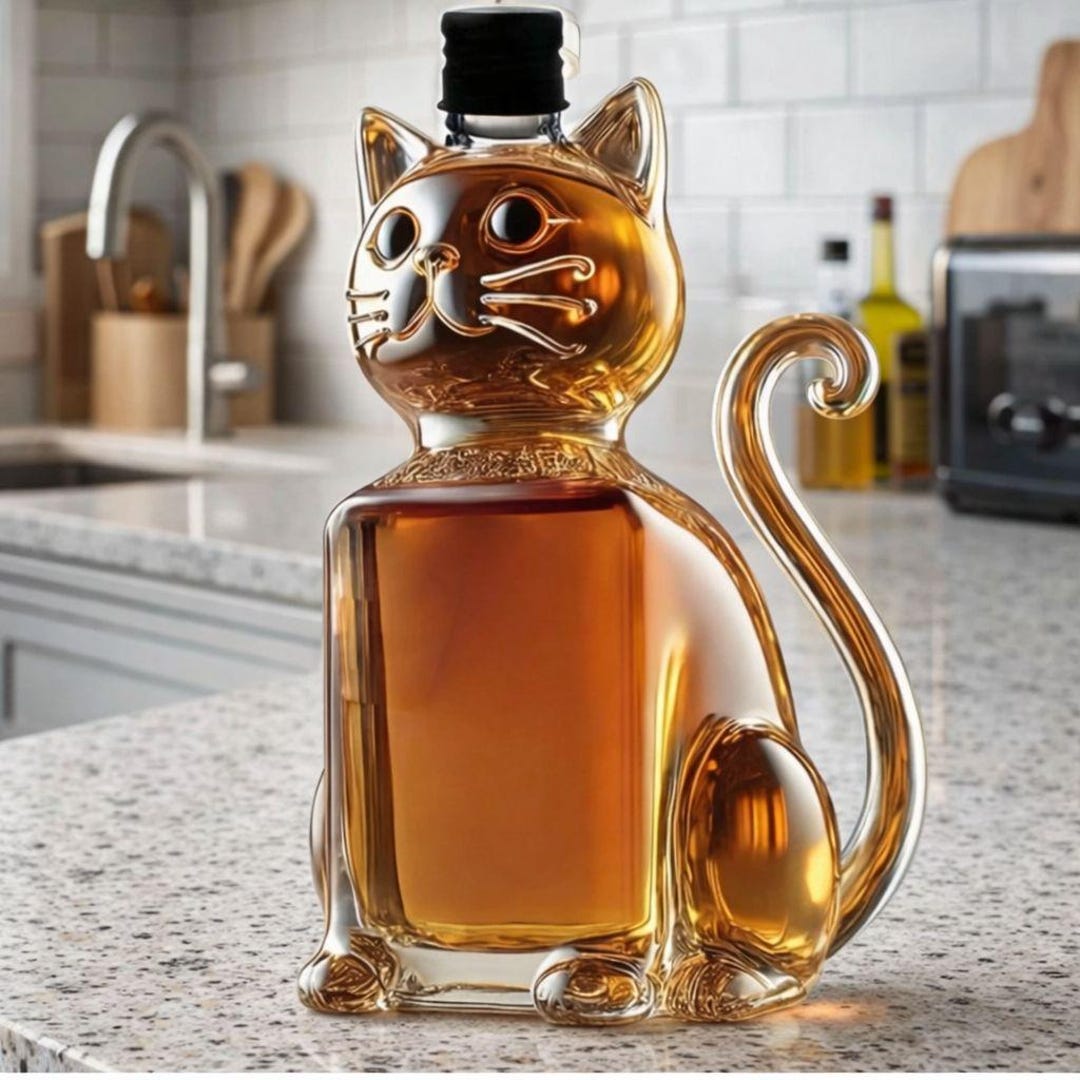 Cat Sculptural Glass Bottle | Statement Art Glass Object | Luxury ...