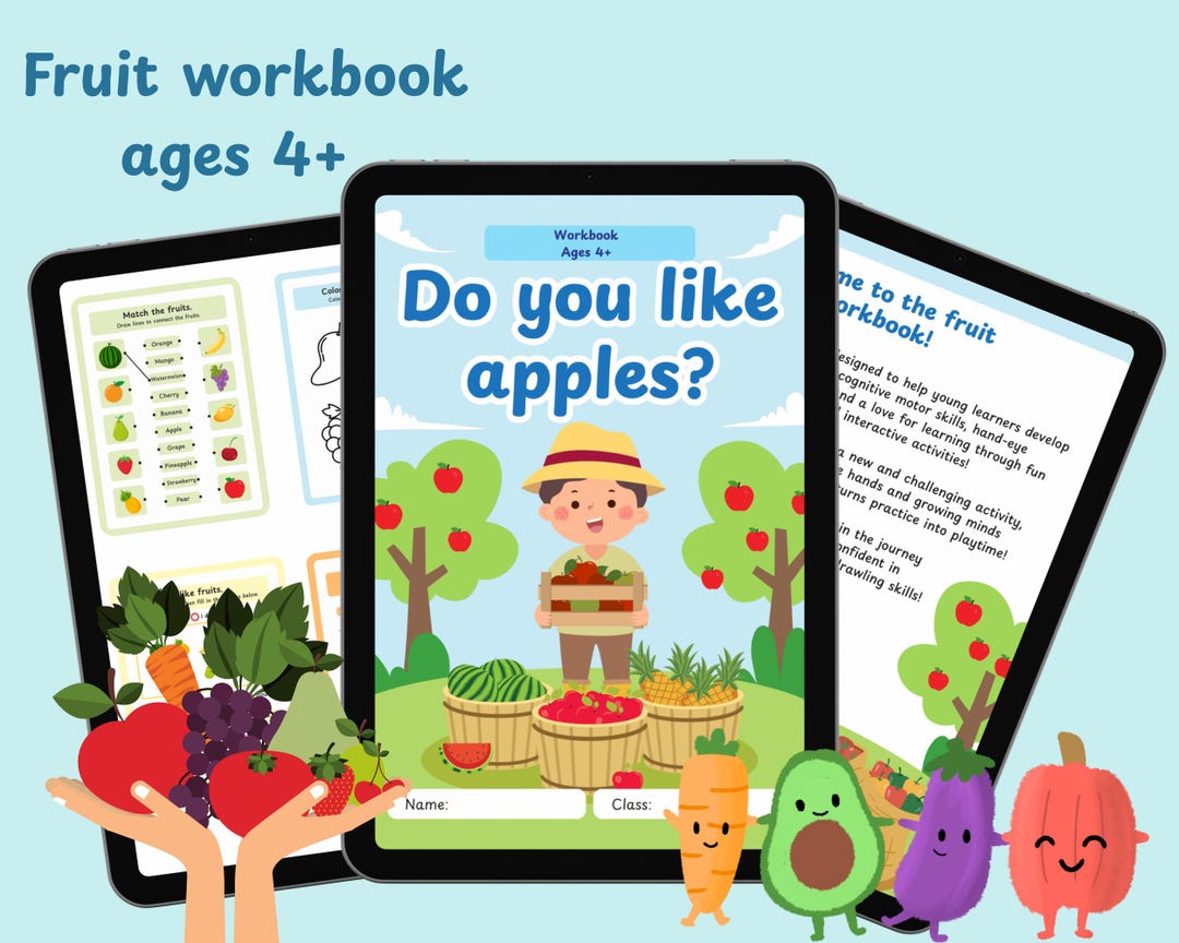 Fun With Fruits: A Colorful Kids’ Workbook for Learning and Play - Etsy