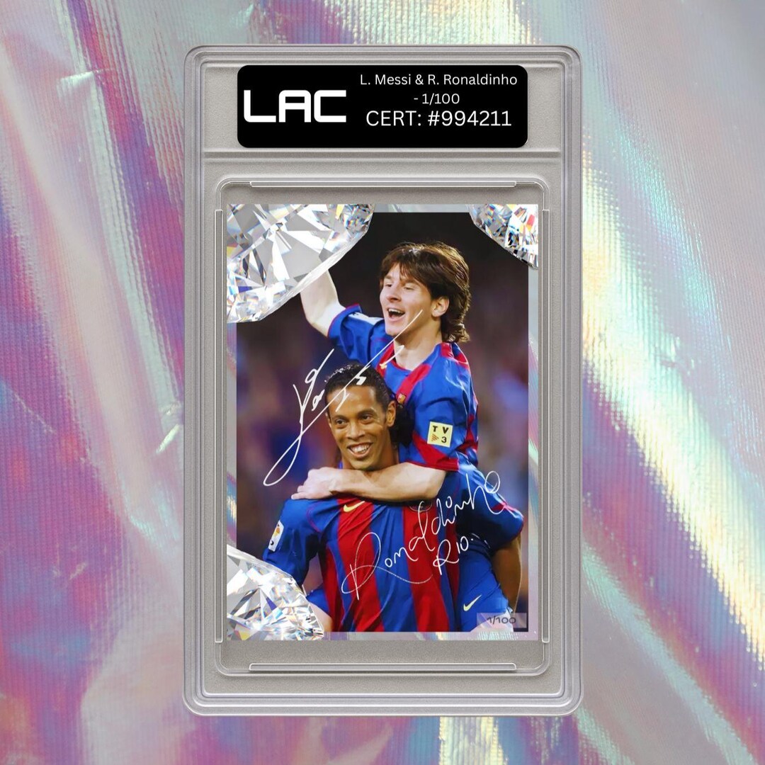 Messi & Ronaldinho Signed Autograph Card Print Signature Football Gift ...