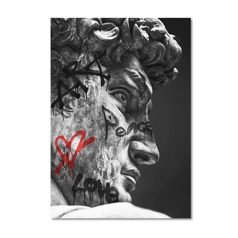 Vintage Classical Graffiti Art Statue Love Canvas Wall Art Paintings ...
