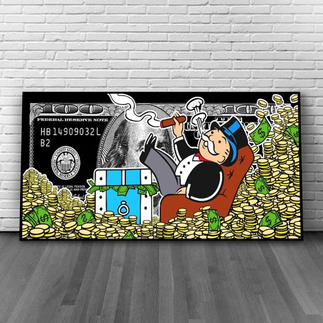 Alec Monopoly Money Canvas Art Rich Uncle Cigar Poster Luxury Hustle ...
