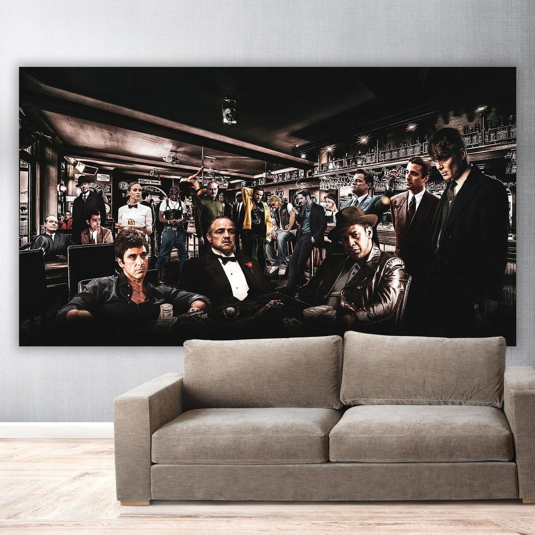 Gangster Bar Scene Canvas Wall Art Featuring Iconic Mafia Movie ...