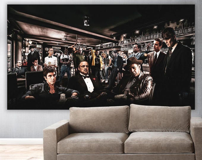 Gangster Bar Scene Canvas Wall Art Featuring Iconic Mafia Movie ...