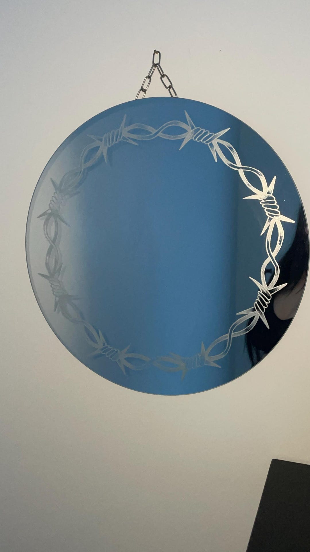 Buy Barbed Wire Circle Mirror | Etched Gothic Design | Alt Wall Art for ...