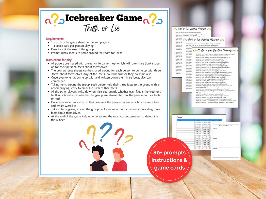 Truth or Lie Icebreaker Game: Team Building, Family Reunion (PDF ...