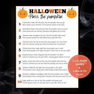 Pass the Pumpkin Halloween Game: Printable Party Activity (digital ...