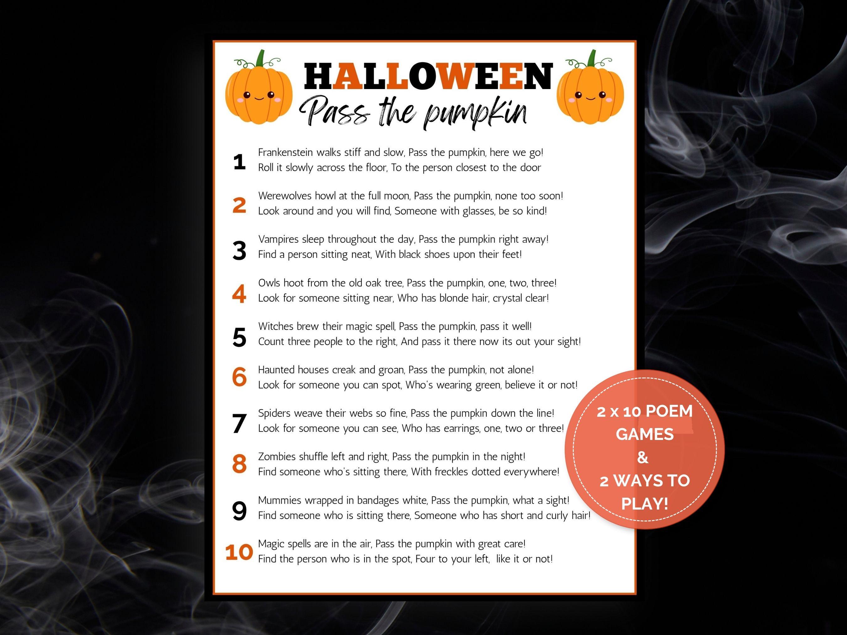 Pass the Pumpkin Halloween Game: Printable Party Activity (digital ...