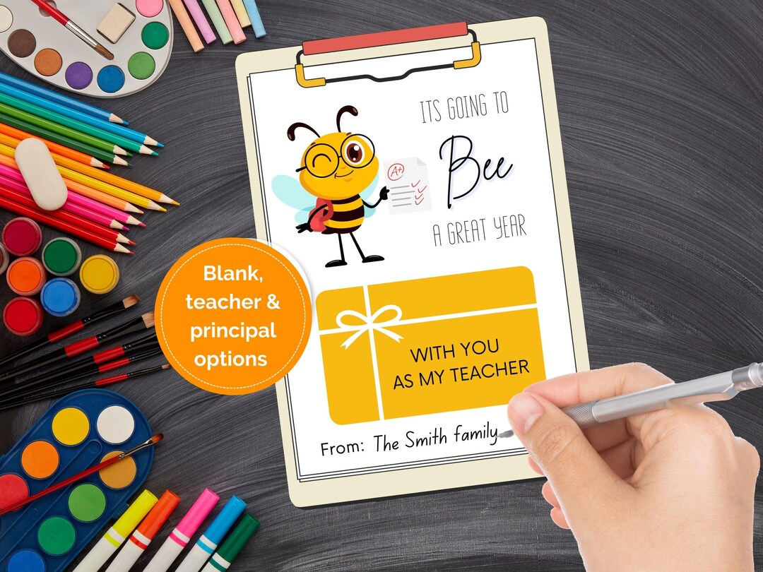 Welcome Back to School Teacher Gift Card Holder: Bee First Day of ...