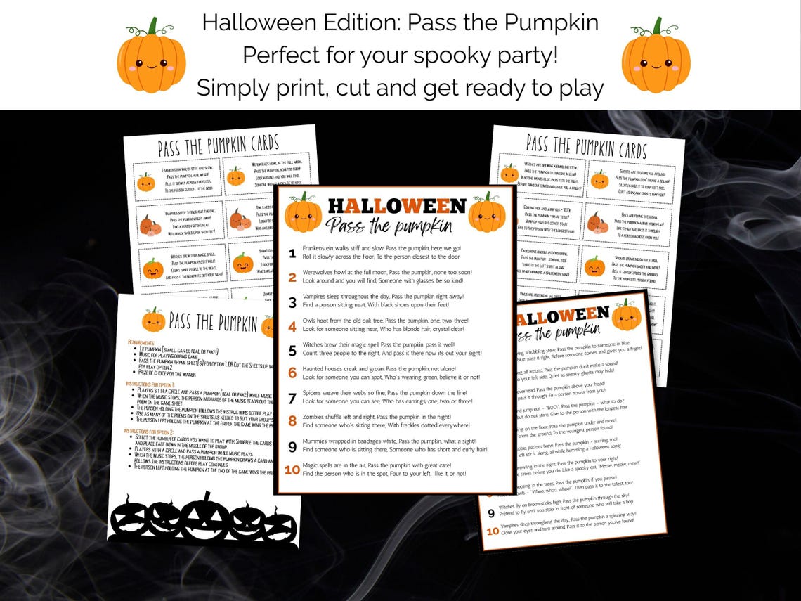 Pass the Pumpkin Halloween Game: Printable Party Activity (digital ...