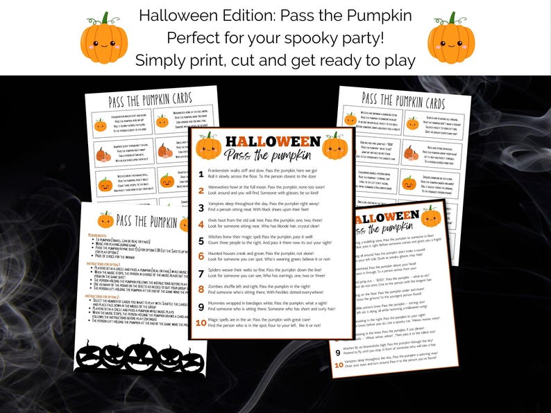 Pass the Pumpkin Halloween Game: Printable Party Activity (digital ...
