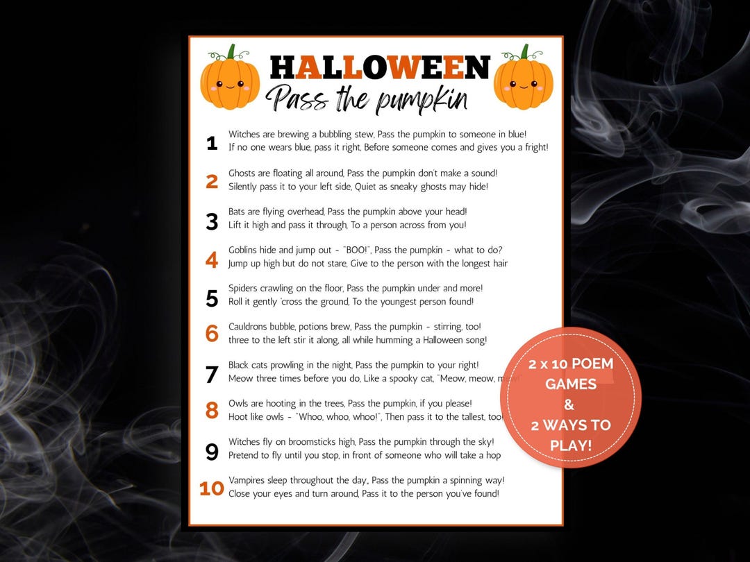 Pass the Pumpkin Halloween Game: Printable Party Activity (digital ...