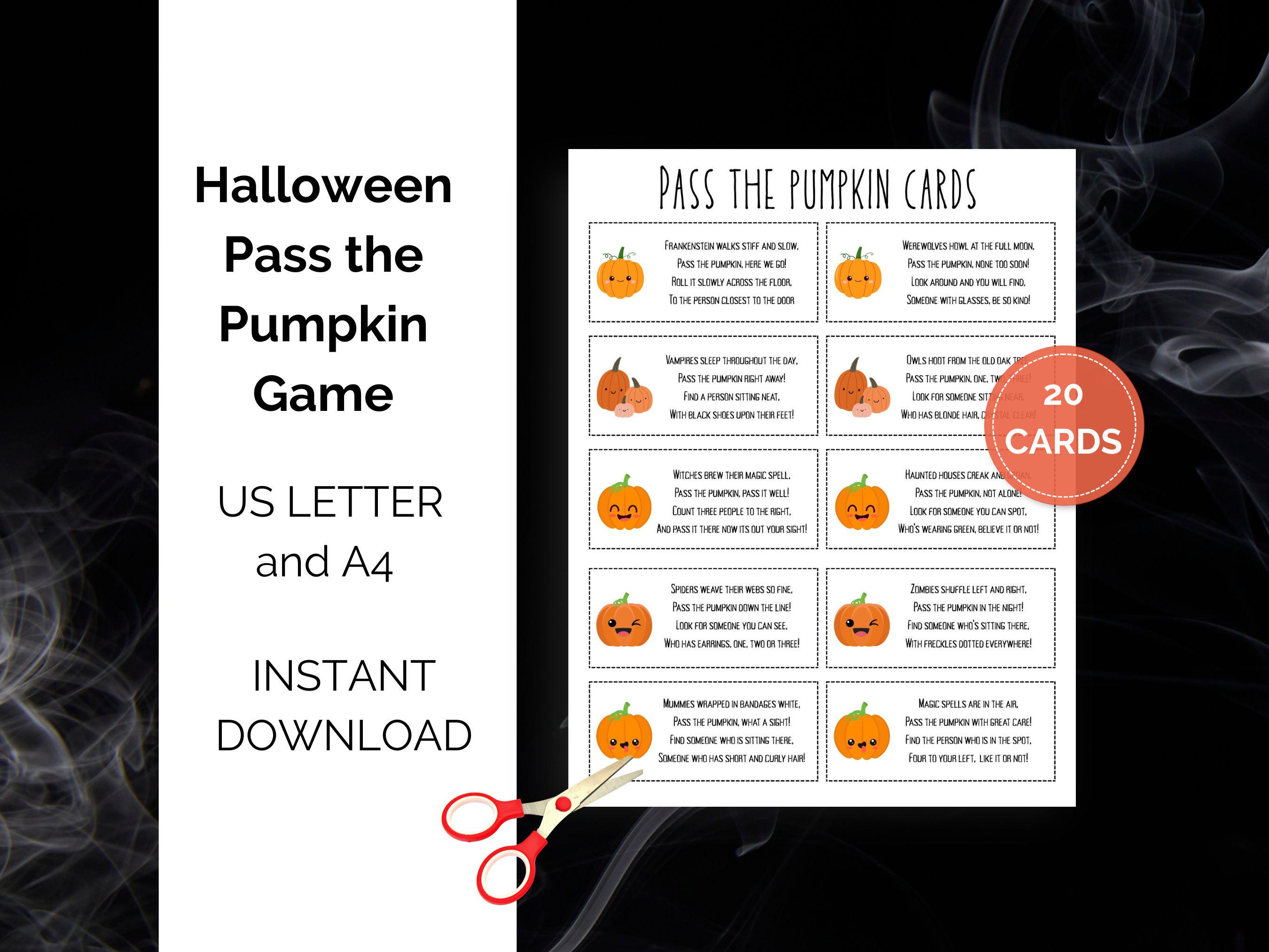 Pass the Pumpkin Halloween Game: Printable Party Activity (digital ...