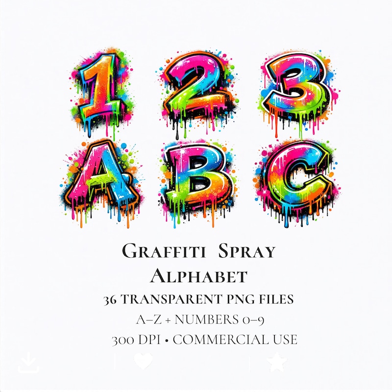 Graffiti Number Clipart - Etsy