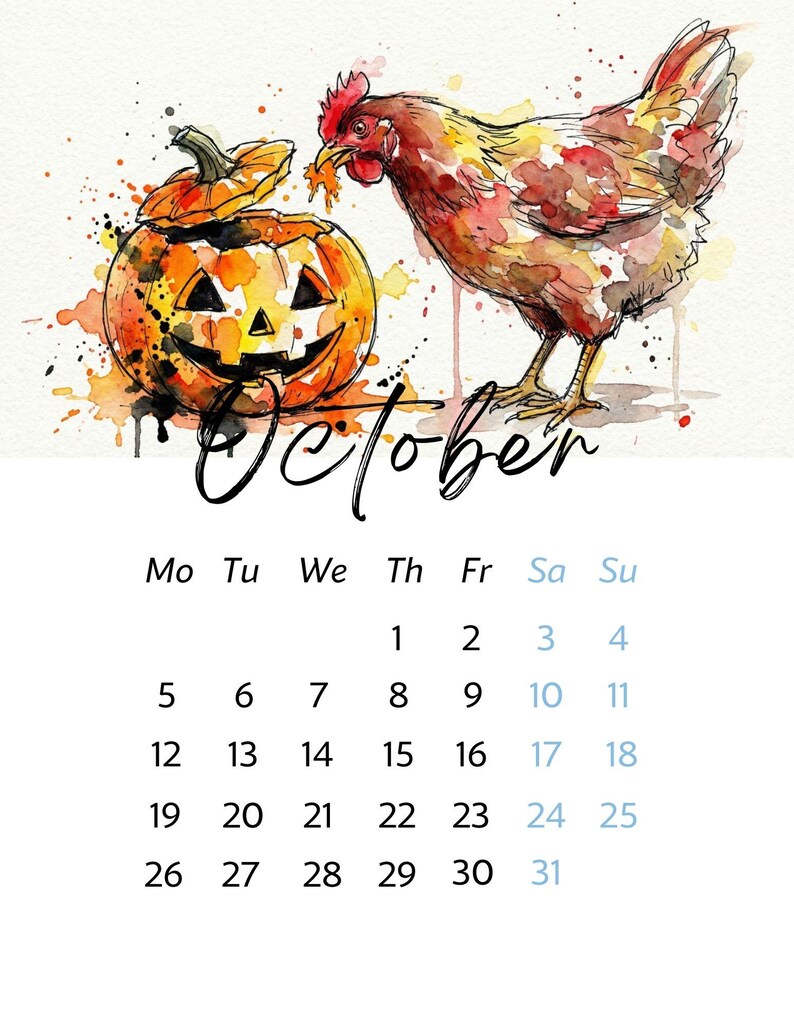 2026 Fowl Play Printable Chicken Calendar - Funny Farm Animal Wall ...