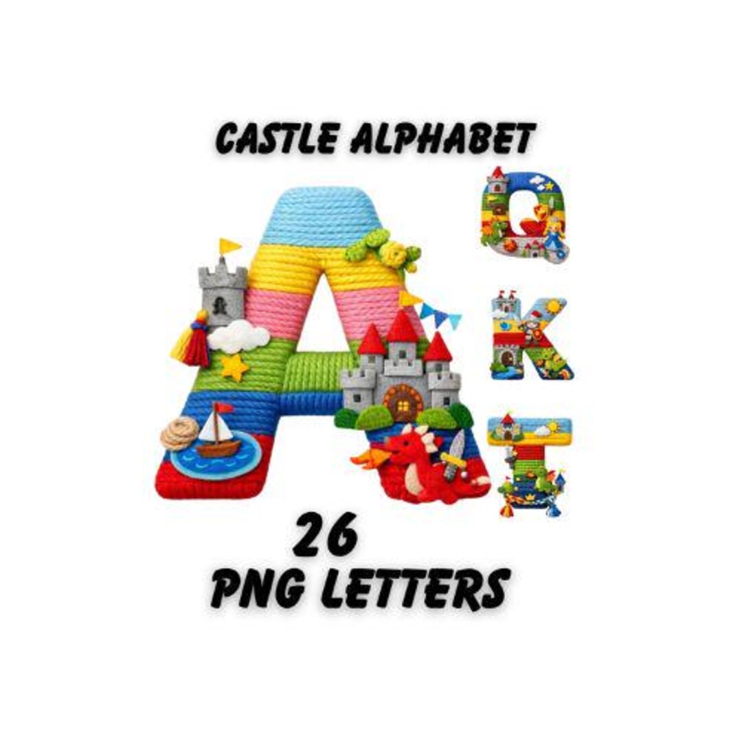 Castle Alphabet PNG Letters A–Z, Craft, Sublimation, Playroom ...