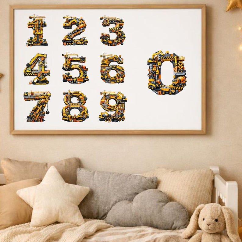 Construction Alphabet PNG Letters, Digger Alphabet Clipart A-Z Numbers ...