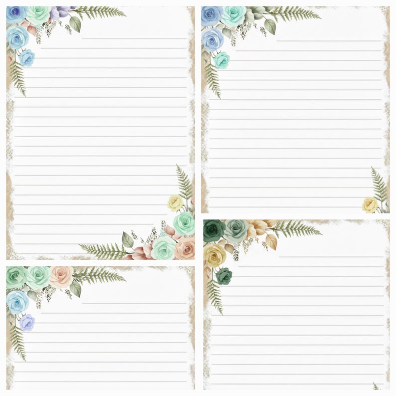 Floral Lined Paper Stationery Set – Spring Printable Templates (digital ...